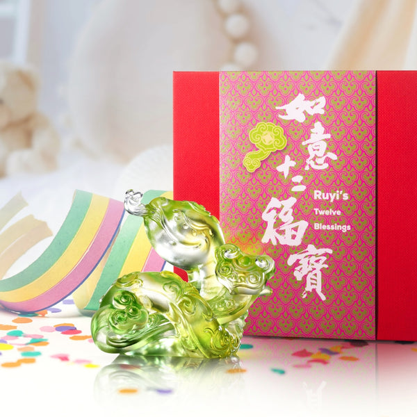 LIULI Crystal Art, Zodiac Figurine, Snake, Ruyi’s Twelve Blessings-Cle ...