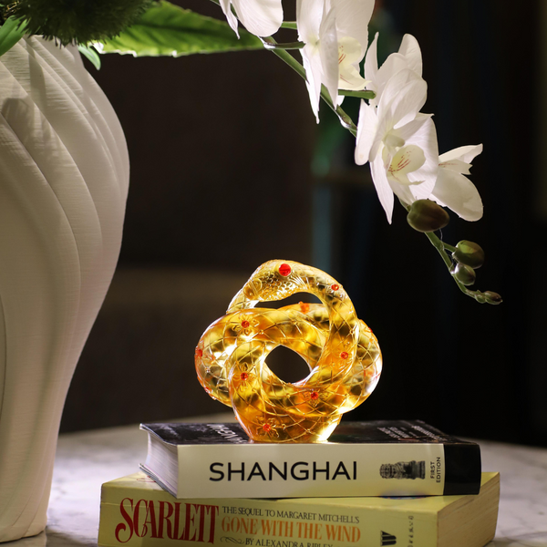 LIULI Crystal Art, Zodiac Figurine, Snake, Shifting Winds of Fate ...