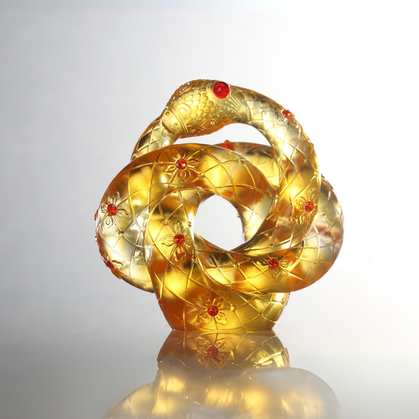 LIULI Crystal Art, Zodiac Figurine, Snake, Shifting Winds of Fate ...